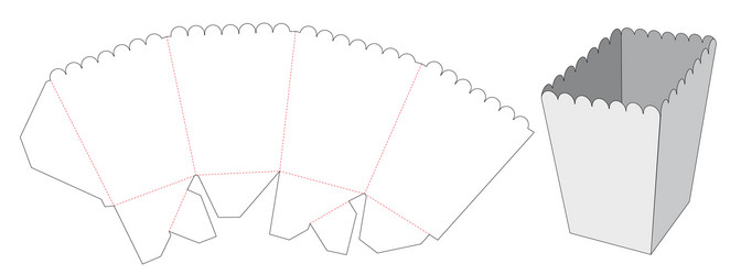 Popcorn box die cut template packaging Royalty Free Vector