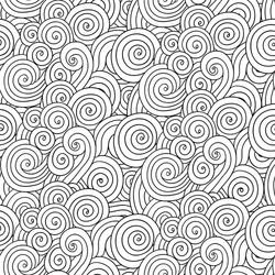 Black and white linear seamless pattern with plant