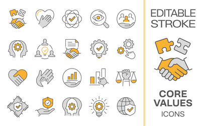 Core values icons such as business social Vector Image