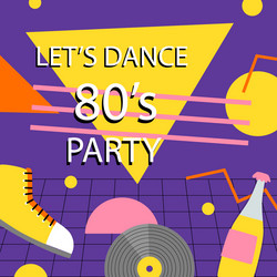 Flat 80s themed party posts set Royalty Free Vector Image