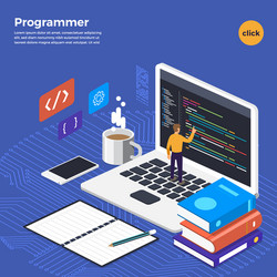 Flat design concept programmer coding program Vector Image