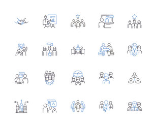 Team outline icons collection crew unit squad Vector Image