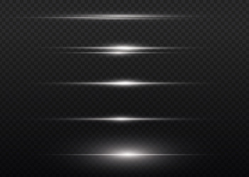 Horizontal line light white laser beams spark star