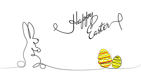 Easter bunny continuous one line drawing Vector Image