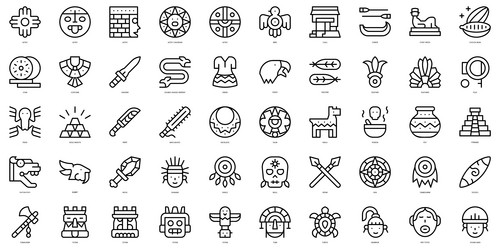 Set of thin line aztec icons Royalty Free Vector Image
