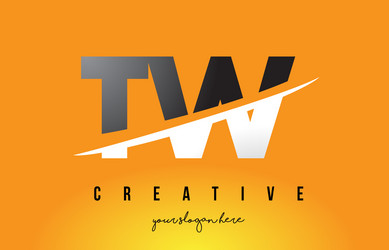 Wt w t letter modern logo design with yellow Vector Image