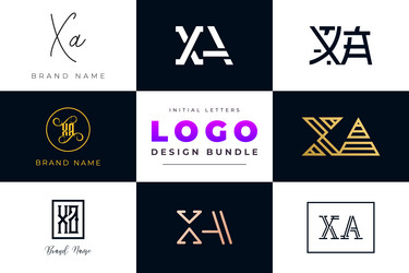 Initial letters xa monogram logo design bundle Vector Image