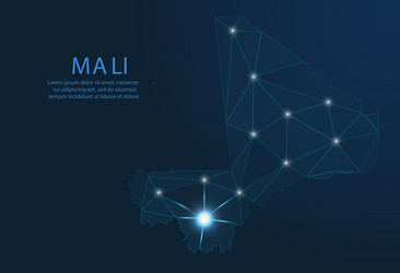 Mali communication network map low poly image Vector Image