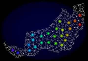 Polygonal 2d mesh map of sarawak with colorful Vector Image