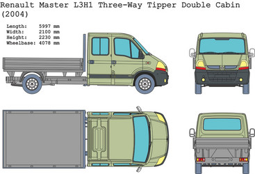 Ranault master truck l3h1 double cabin 1999 Vector Image