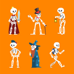 Bony skeleton character in different pose Vector Image