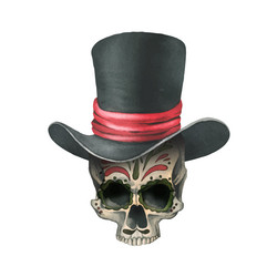 A human skulls in black top hat with orange Vector Image