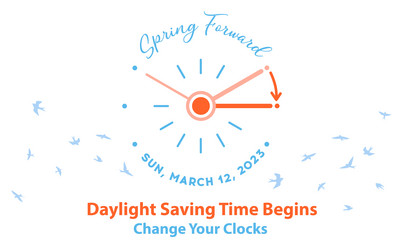 Daylight saving time begins 2023 web banner Vector Image