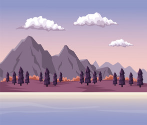 Colorful background with daytime mountain valley Vector Image