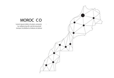 Morocco communication network map image a low Vector Image