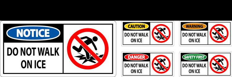 Warning sign do not walk on ice Royalty Free Vector Image