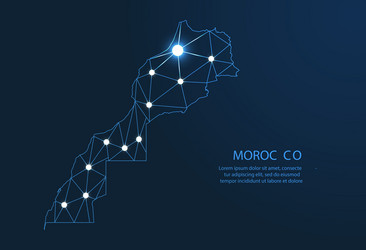 Morocco communication network map image a low Vector Image