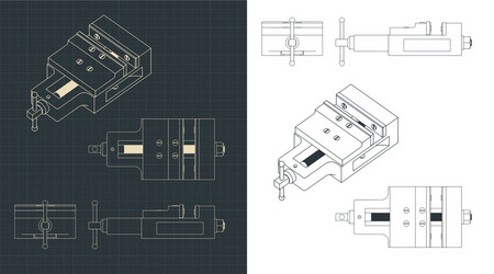 Machine vice blueprints Royalty Free Vector Image