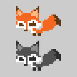 Pixel Fox Vector Images (over 100)