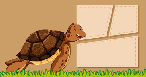 A turtle on note template Royalty Free Vector Image