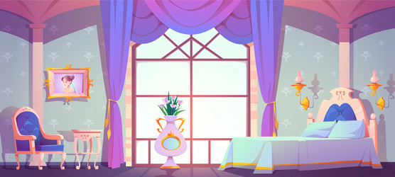 Abandoned princess bedroom room messy interior Vector Image