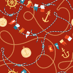 Nautical seamless pattern marine rope knots chains