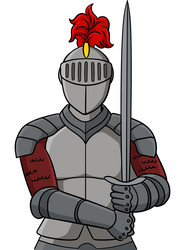 Knight in armor colored cartoon Royalty Free Vector Image