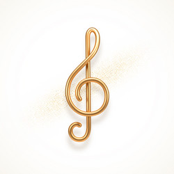 Realistic golden metal treble clef Royalty Free Vector Image