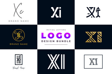 Initial letters xi monogram logo design bundle Vector Image
