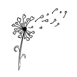 Dandelion with hearts Royalty Free Vector Image