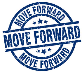 Square grunge blue move forward stamp Royalty Free Vector