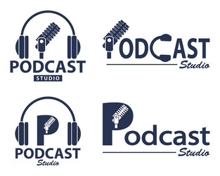 Islamic podcast logo design template Royalty Free Vector