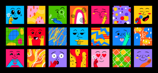 Abstract funny people faces doodle poster Vector Image
