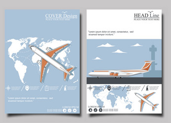 Aviation flyers set with airplane Royalty Free Vector Image