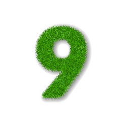 Grass number nine green 9 isolated Royalty Free Vector Image