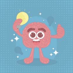 Isolated cute happy brain cartoon character doing Vector Image