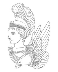 Goddess athena and eagle vintage engraving drawi Vector Image