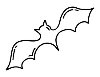 Outline of adorable bat in doodle style Royalty Free Vector