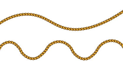 Realistic ropes yellow or brown curved nautical Vector Image