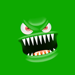 Funny angry green monster face with open Vector Image