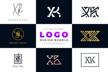 Initial letters xk monogram logo design bundle Vector Image