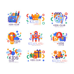 Kids club logo original set colorful creative Vector Image