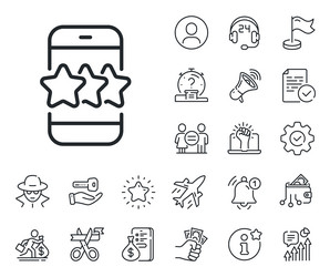 Star rating line icon feedback phone sign Vector Image