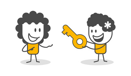 Stick figures key to success Royalty Free Vector Image