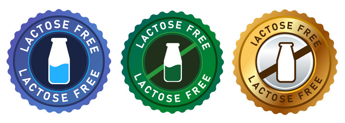 Lactose free label stamp sticker emblem badge gold