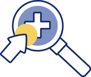 Magnifying glass with mouse cursor line style Vector Image