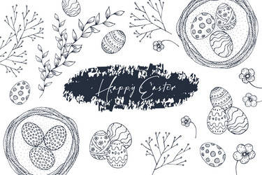 Happy easter hand drawn retro style sketch Vector Image