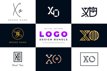 Initial letters xo monogram logo design bundle Vector Image