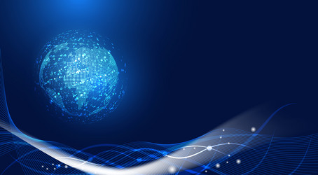 Abstract digital map world dot on blue background Vector Image