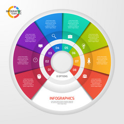 Circle chart infographic template with 8 parts Vector Image